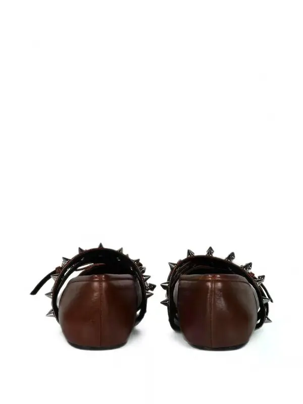 ABRA Spike-embellished Leather Ballet Flats
