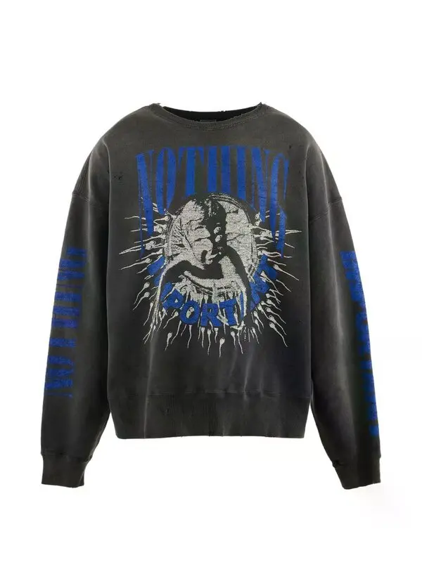 SAINT MXXXXXX Distressed Graphic-print Sweatshirt