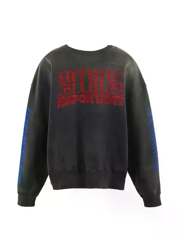 SAINT MXXXXXX Distressed Graphic-print Sweatshirt