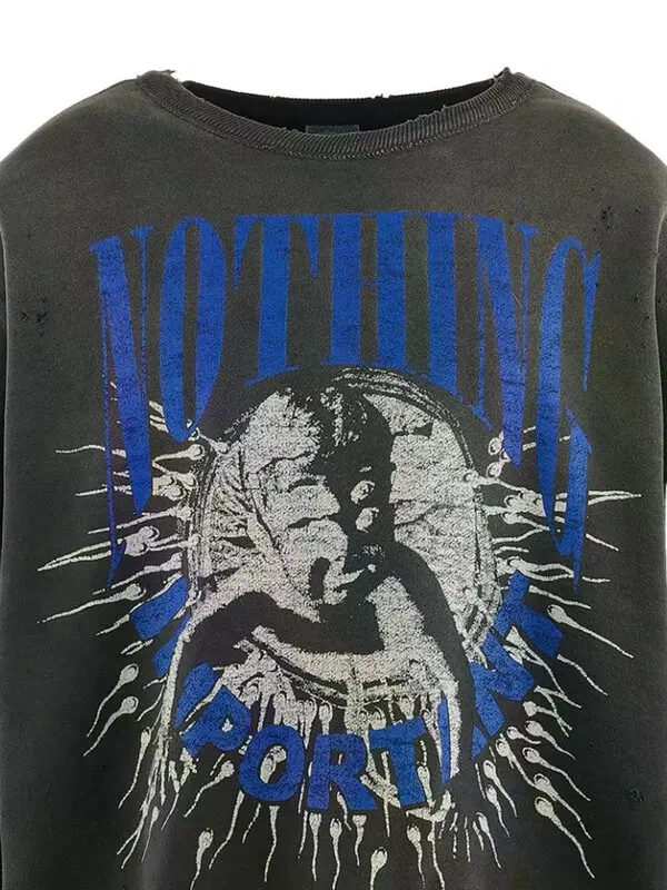 SAINT MXXXXXX Distressed Graphic-print Sweatshirt