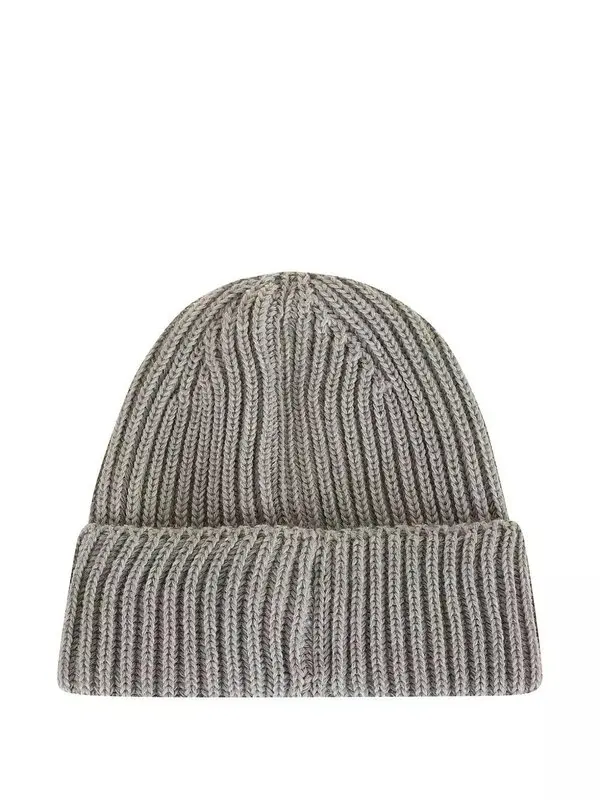 C.P. COMPANY Lens-detail Ribbed-knit Beanie Hat - Grey
