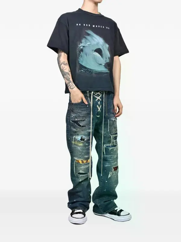 JUN/NAKAYAMA Distressed Lace-up Flares