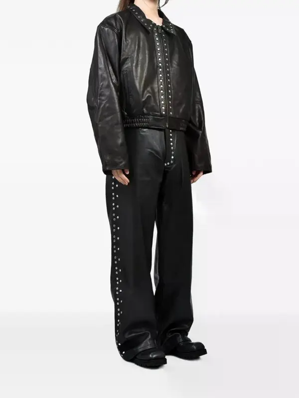 EARTHLING COLLECTIVE David Stud-embellished Leather Trousers