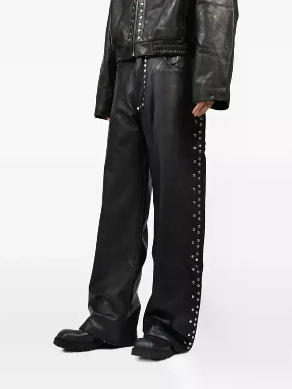 EARTHLING COLLECTIVE David Stud-embellished Leather Trousers