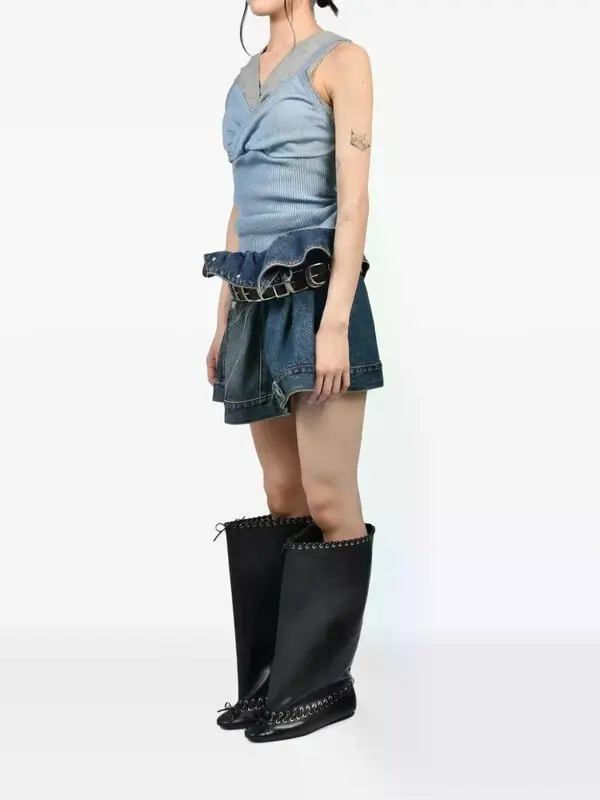 AUGUST BARRON Belted Asymmetric Mini Skirt