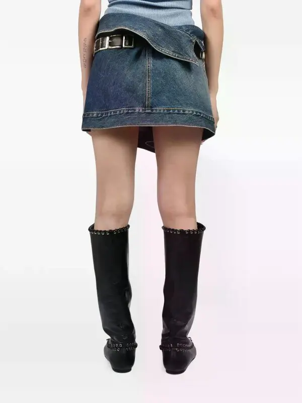 AUGUST BARRON Belted Asymmetric Mini Skirt