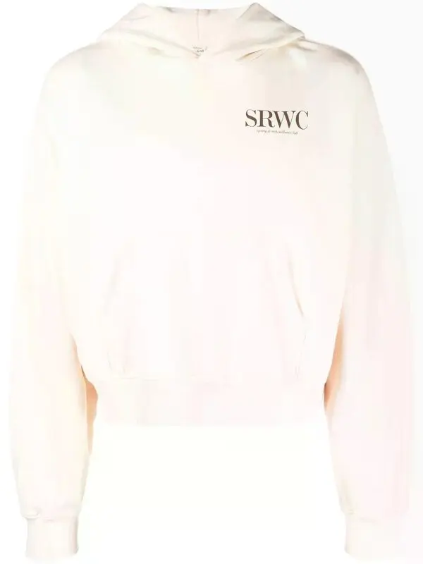 SPORTY & RICH Logo-print Long-sleeve Hoodie - Neutrals