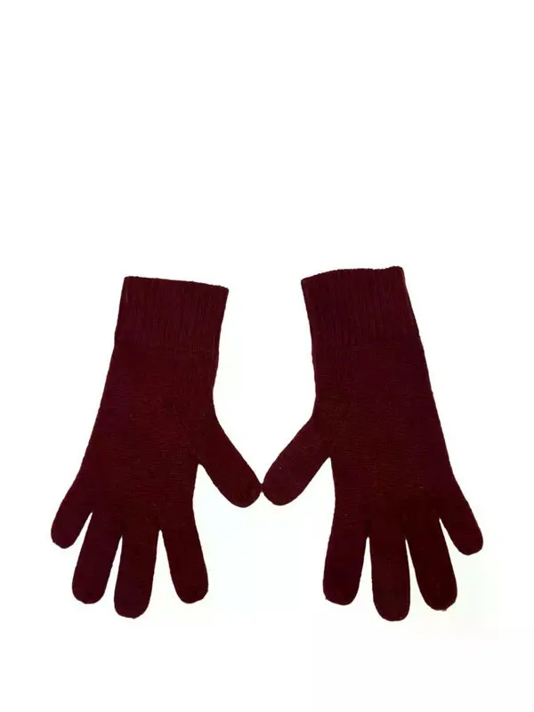 Burberry Cashmere Beanie Hat Scarf And Gloves Set - Red