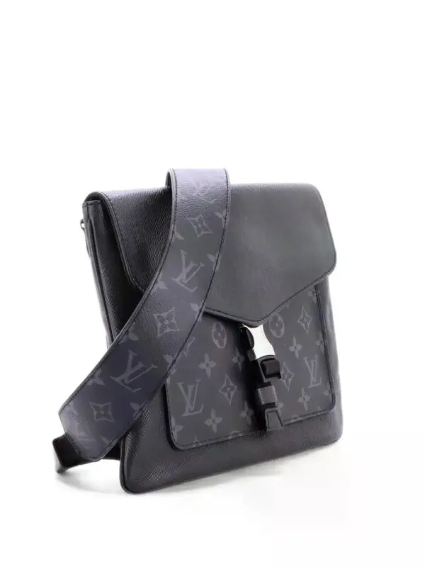 LOUIS VUITTON Outdoor Flap Messenger Monogram Taigarama Crossbody Bag - Black