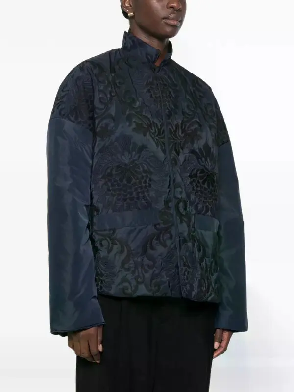 WHYCI MILANO Damask-embroidered High-neck Jacket