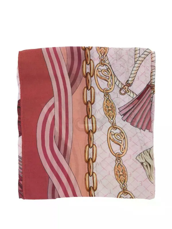 TWINSET Chain-print Striped Scarf - Pink