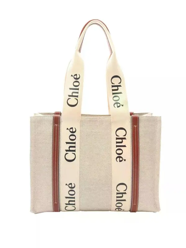Chloé 2010-2026 Medium Woody Canvas Tote Bag - Neutrals