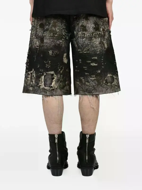 THUG CLUB Washed Distressed Denim Shorts