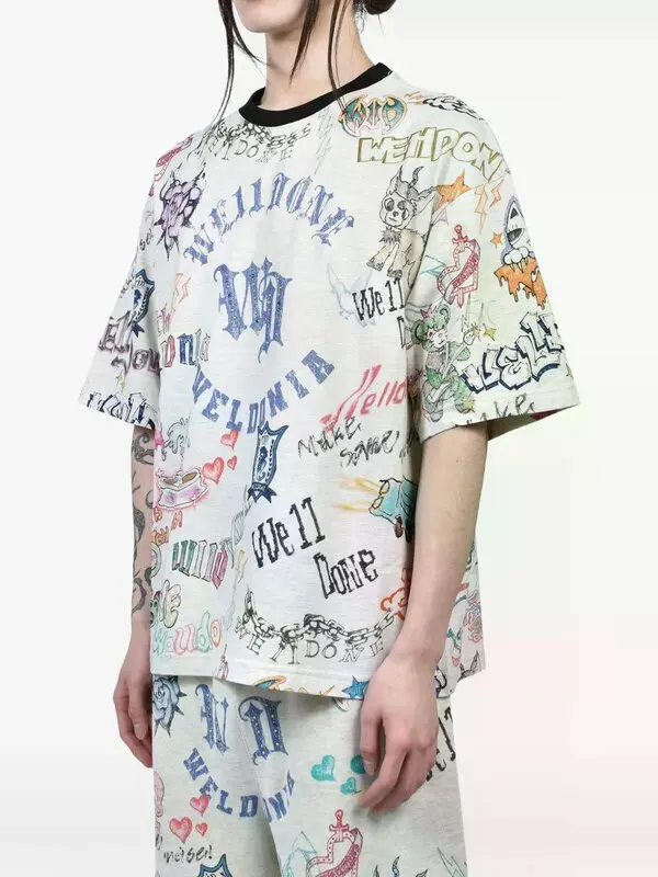 We11Done Doodle-print T-shirt - Grey