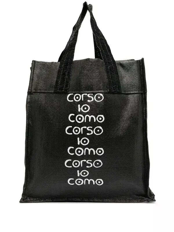 10 CORSO COMO Logo-print Raffia Tote Bag