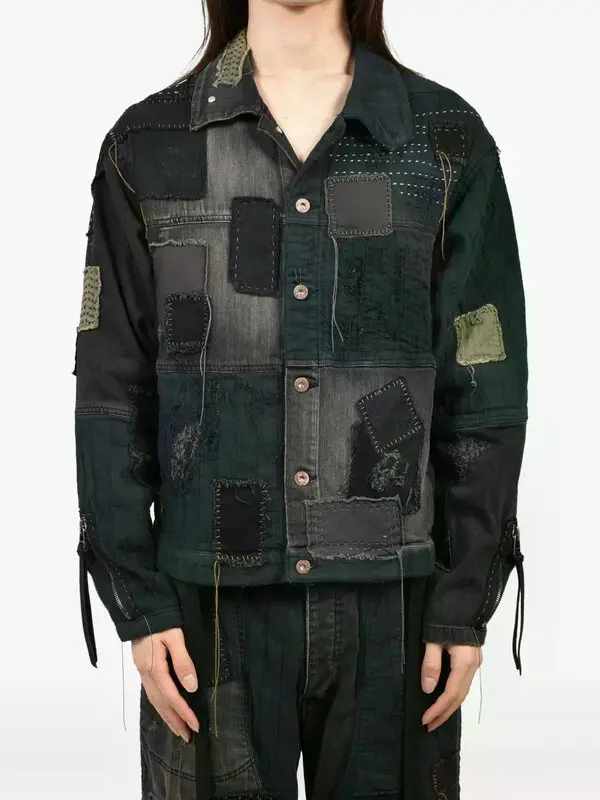 D HYGEN Patchwork Distressed Denim Jacket