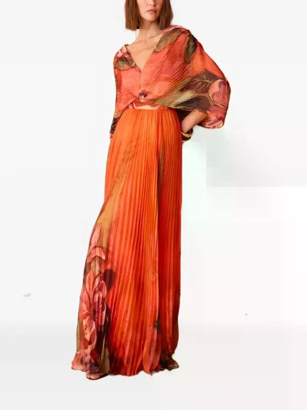 CARLA RUIZ Floral-print Pleated Maxi Dress
