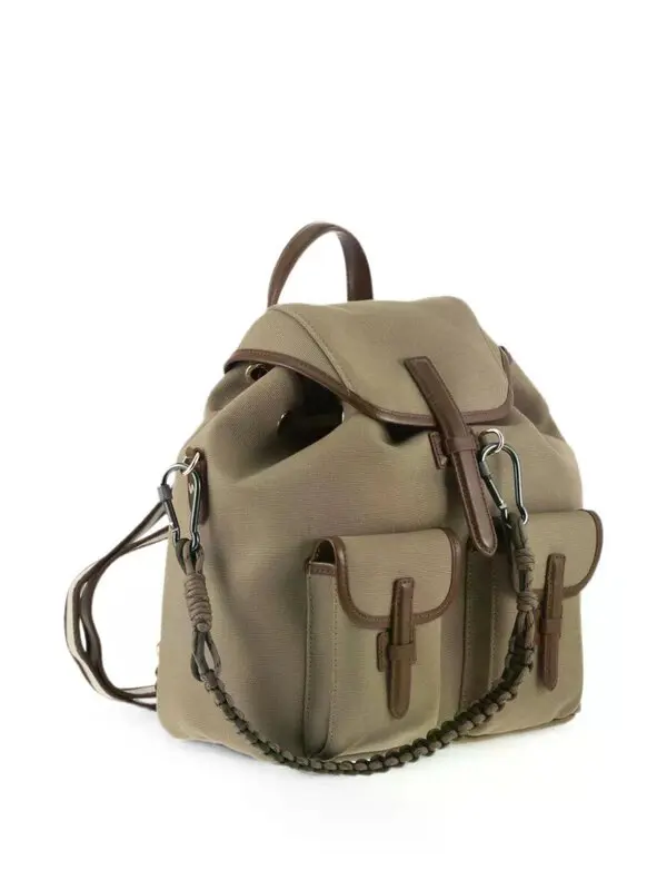 Max Mara Plain-weave And Leather Backpack