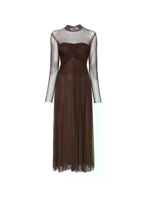 TWINSET Ruched Sheer-panel Maxi Dress
