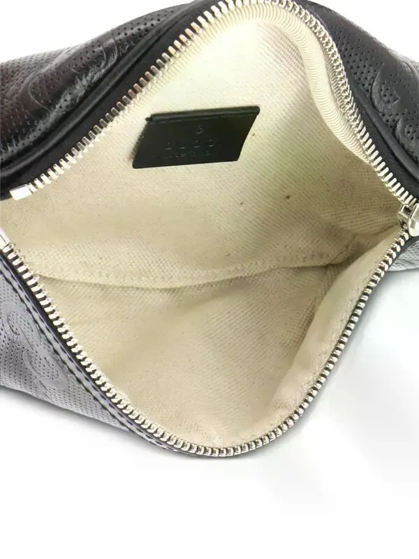 Gucci Gg Embossed Perforated Leather Small Belt Bag - Black