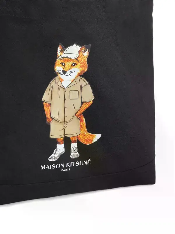 Maison Kitsuné Dressed Fox Logo-print Tote Bag - Black