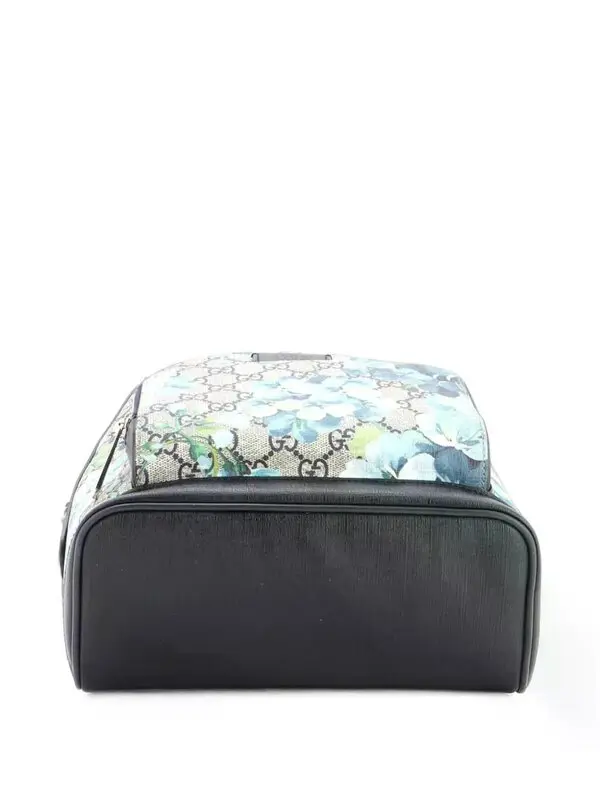 Gucci Zip Pocket Blooms Print Gg Coated Canvas Small Backpack - Blue