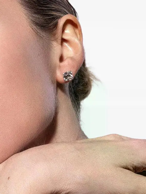 WITH LOVE Lab-grown Diamond Old-mine Stud Earrings - Silver