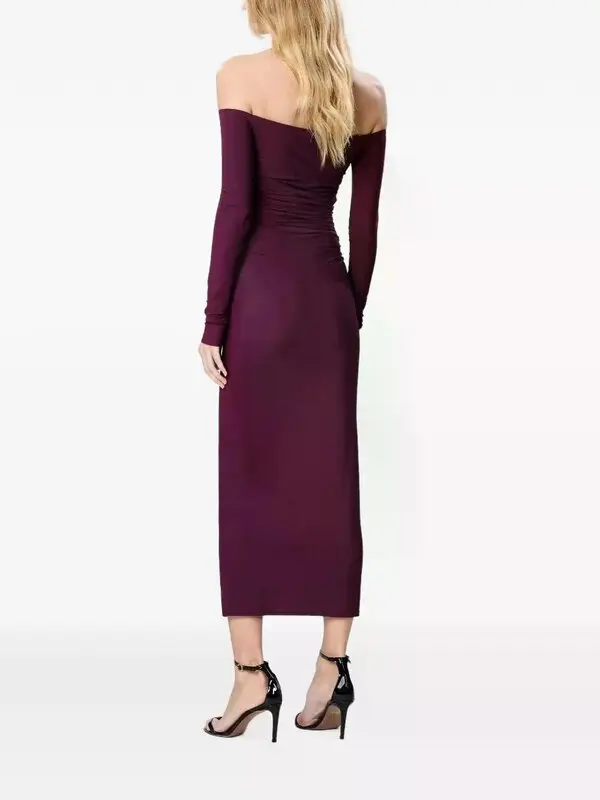 AMAZUIN Off-the-shoulder Gathered Midi Dress