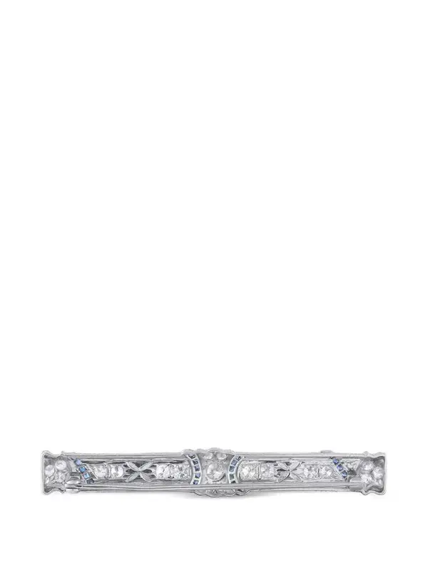 LB EXCLUSIVE Platinum Diamond And Sapphire Brooch - Silver