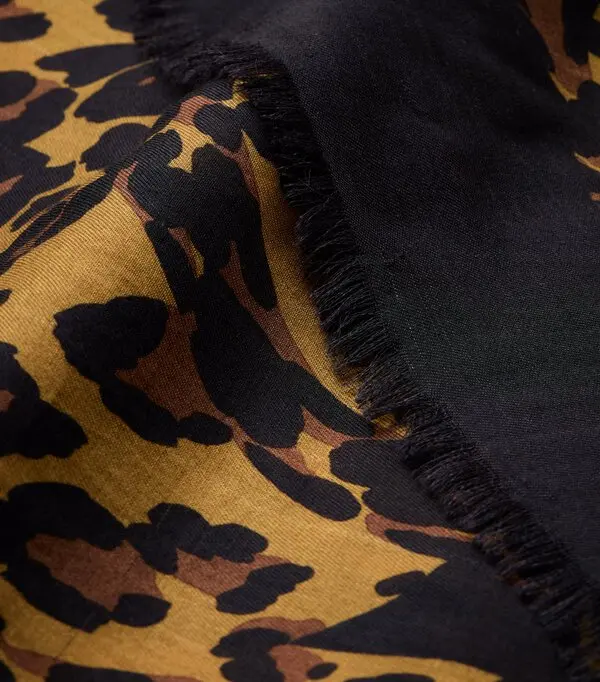 Saint Laurent Wool Leopard Cassandre Scarf