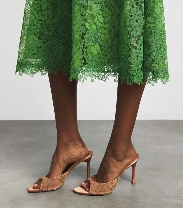 Carolina Herrera Hydrangea Print Lace Midi Dress