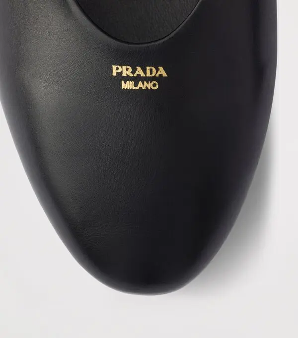 Prada Glossed Calfskin Mary Jane Flats