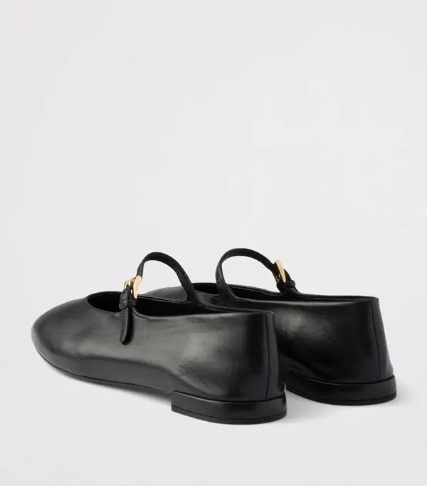 Prada Glossed Calfskin Mary Jane Flats - Black