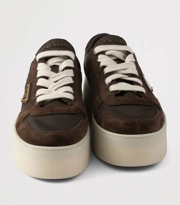 Prada Suede And Re-nylon Downtown Bold Sneakers