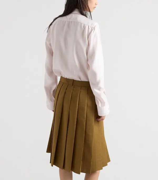 Prada Silk Scarf-neck Shirt