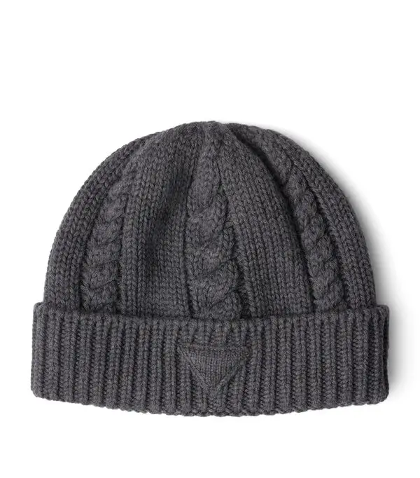 Prada Virgin Wool Triangle Beanie