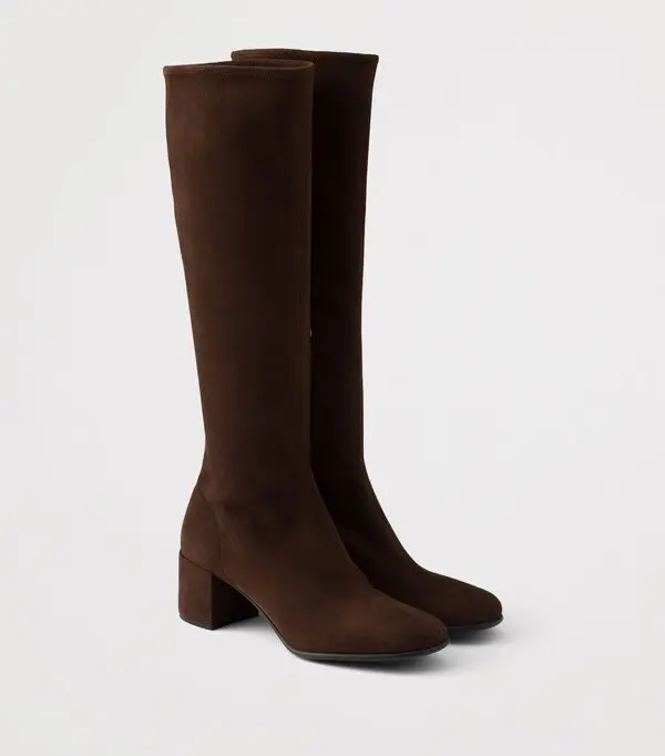 Prada Stretch Suede Knee-high Boots 55