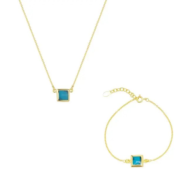 SPERO LONDON Square Sterling Silver Necklace And Bracelet Set
