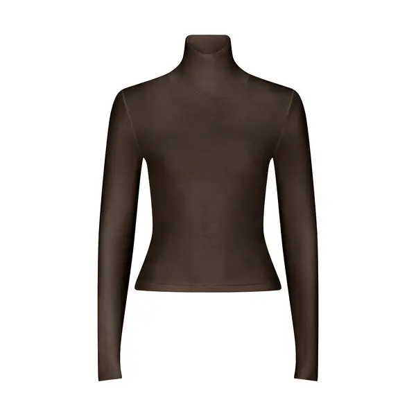 LOVE AND NOSTALGIA Secret Agent Rib Turtleneck Top - Brown