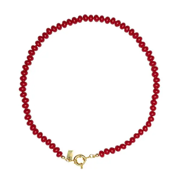 CHRISTINA GREENE Sweet Stone Beaded Knotted Necklace - Red