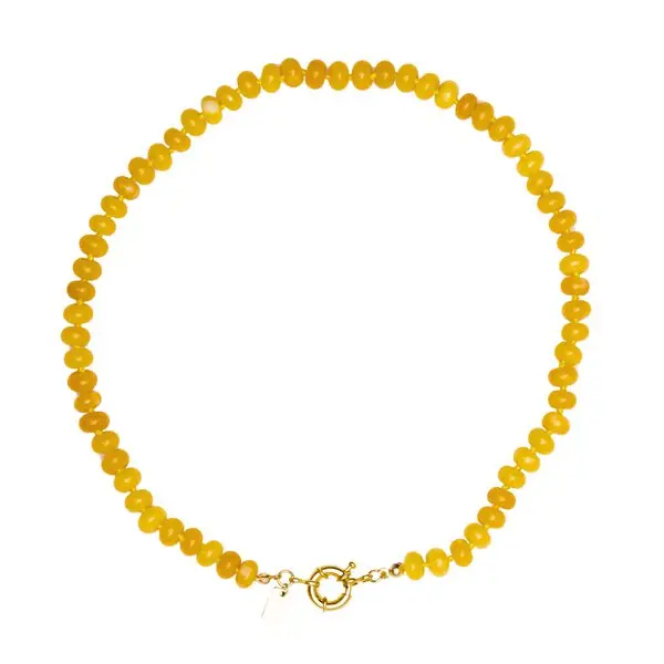 CHRISTINA GREENE Sweet Stone Beaded Knotted Necklace - Yellow