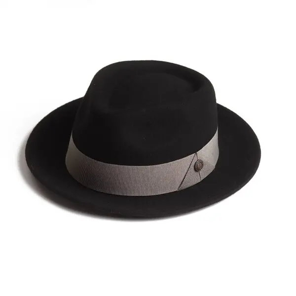 DASMARCA HATS James Carbon Milange Felt Wide Brim Wool Felt Fedora Hat