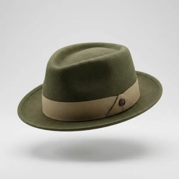 DASMARCA HATS James Moss Melange Felt Wide Brim Wool Felt Fedora Hat - Green