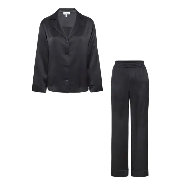 KATRO Colony Silk Satin Pajamas - Black