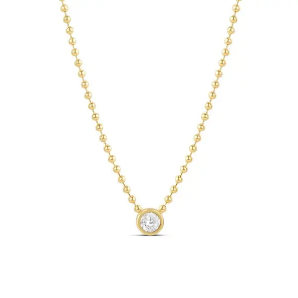 SHYMI Bezel Round Pendant Ball Chain - Gold
