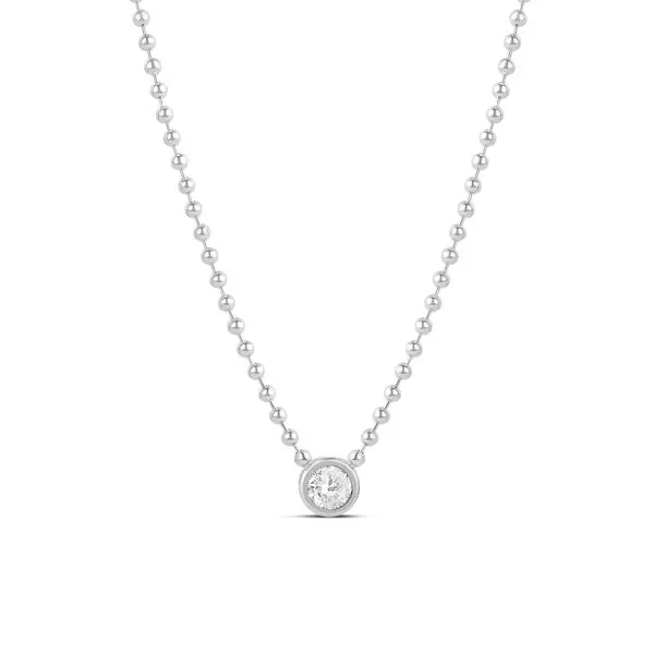 SHYMI Bezel Round Pendant Ball Chain Necklace - Silver