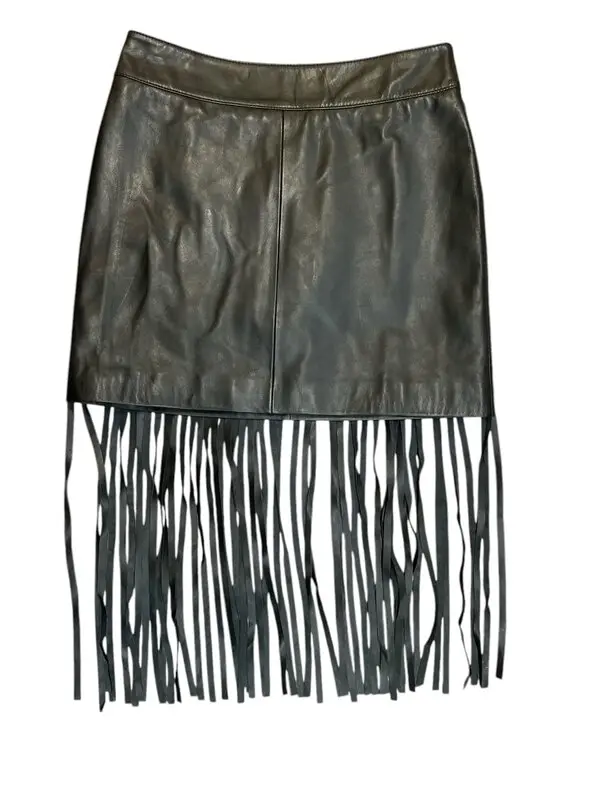 ANY OLD IRON Leather Fringey Skirt