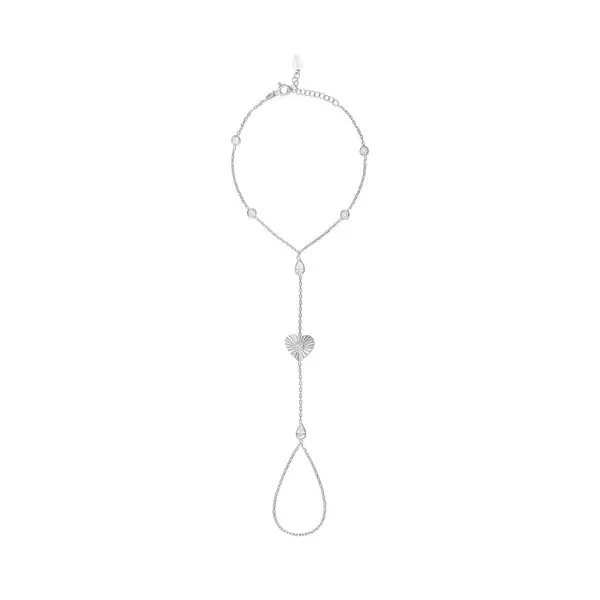 SHYMI Fluted Heart Hand Chain - Silver