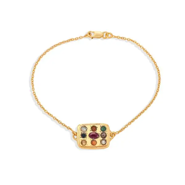 OPIUM JEWELS Sacred Nine Stone Navratna Bracelet - Gold