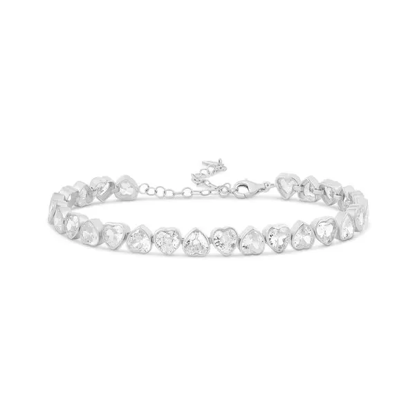 SHYMI Alternating Bezel-set Heart Tennis Bracelet - Silver